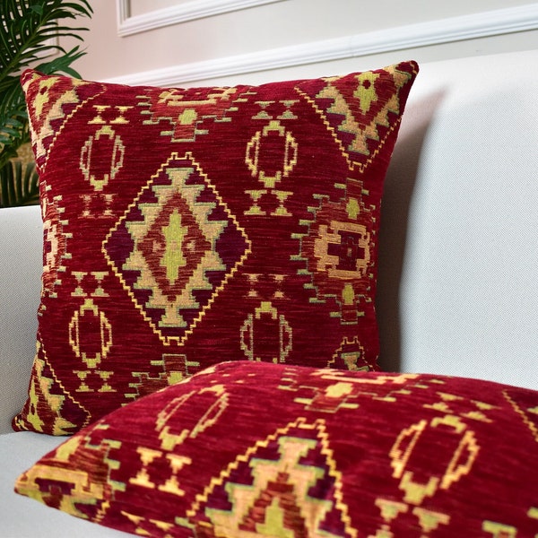 Red Geometric Pillow - Etsy
