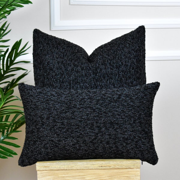 Textured Black Pillow - Etsy