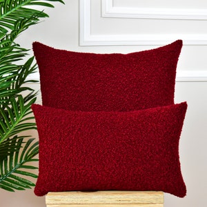 Red Textured Boucle Pillow Cover,unique Soft Boucle Cushion,cozy Boucle ...