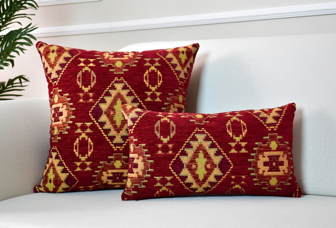 Red Turkish Kilim Throw Pillow Cover • Bohemian Kilim Cushion Cover ...
