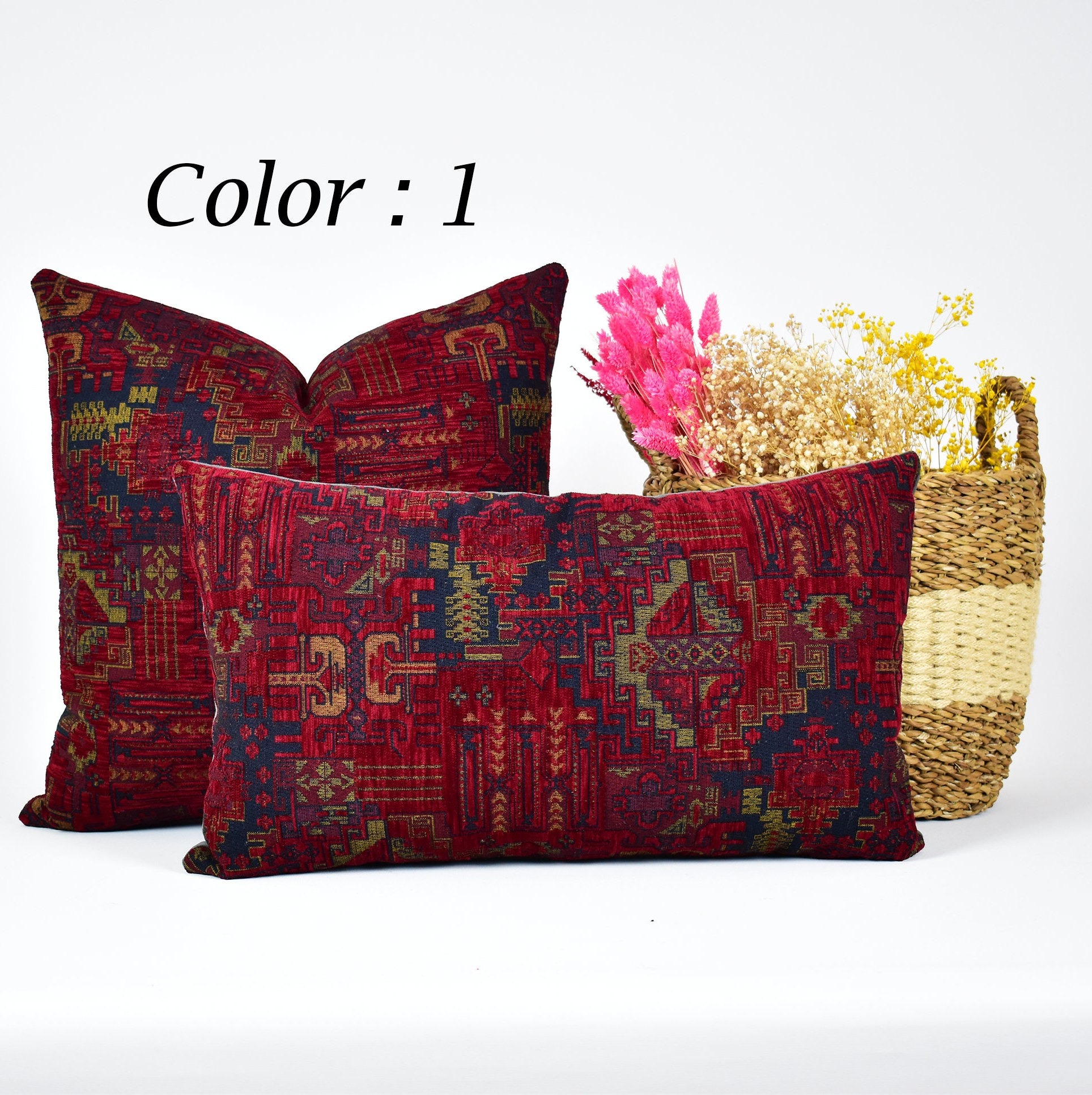 Any Size Red Turkish Kilim Throw Pillow Cover Dark Red - Etsy UK