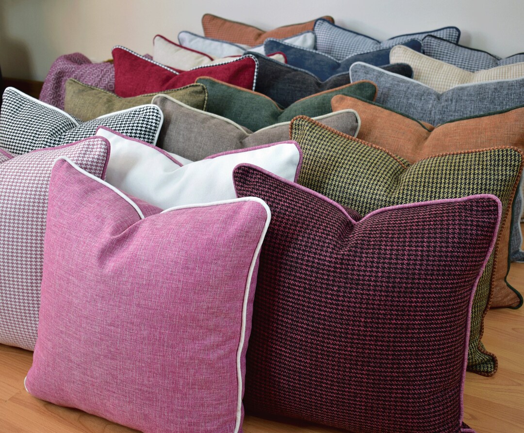 MATCH Linen Pillow With Piping Color, Linen Throw Pillow With Piping ...