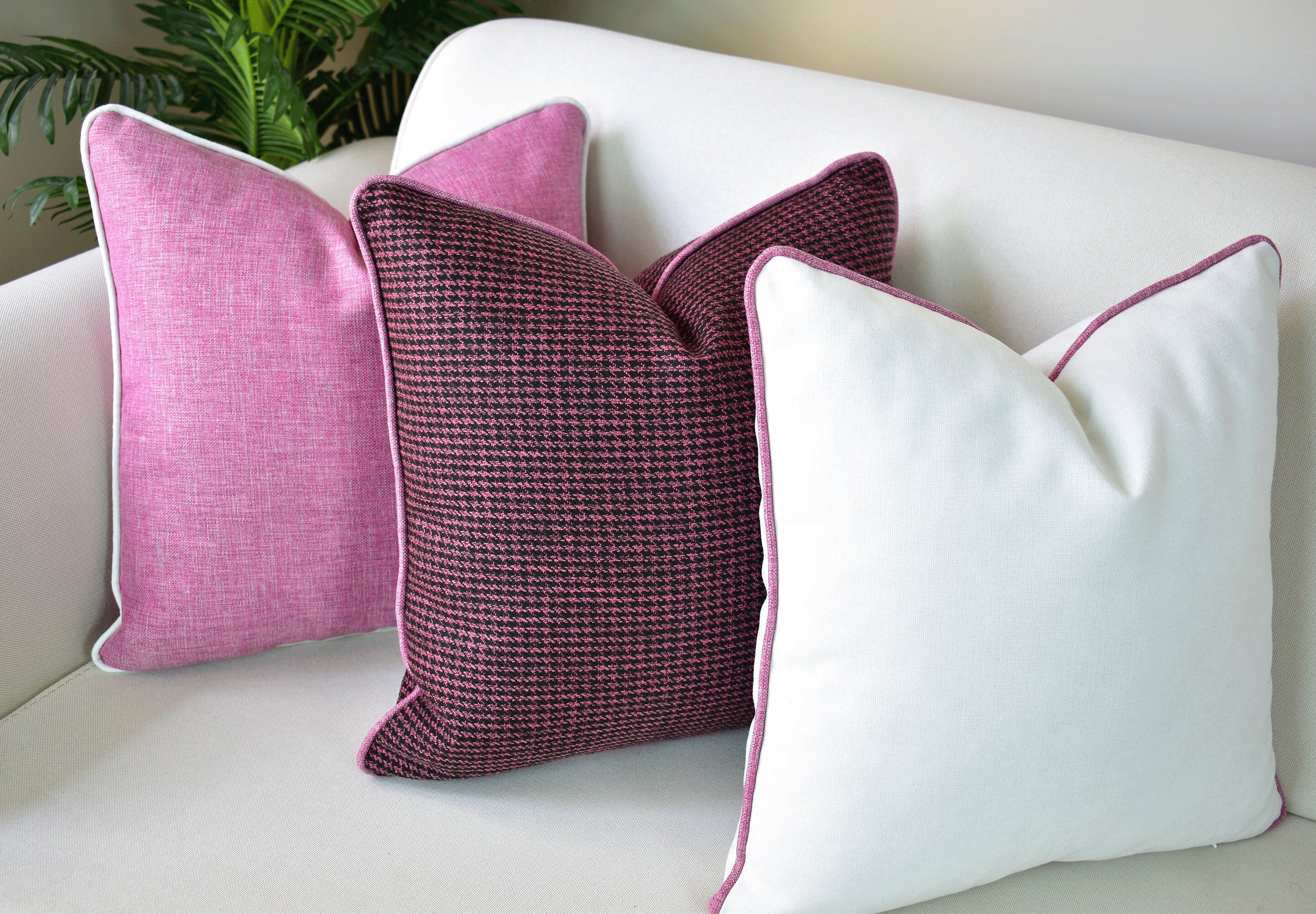 Linen Pillow With Piping, Ornamental Throw Pillow Cover, Washable Linen ...