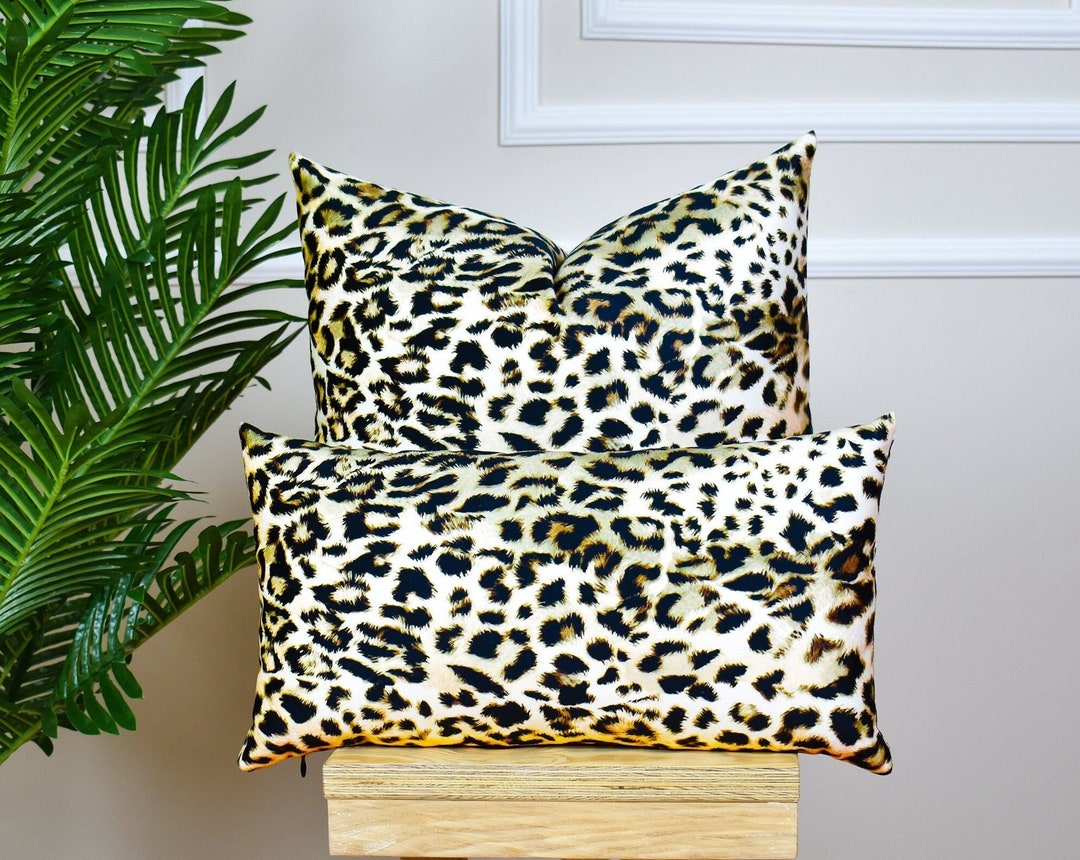Leopard Velvet Pillow Cover, Cheetah Print Lumbar Cushion - Etsy