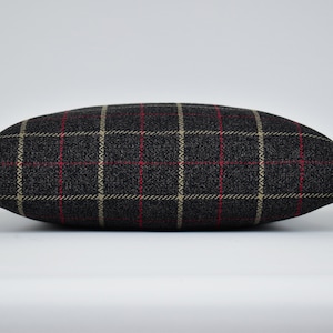 Black Plaid Throw Pillow Cover, Plaid Euro Pillow Sham With Red and ...