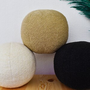 Puffy Boucle Sphere Ball Pillow, Boucle Round Ball Cushion, Home Decor ...
