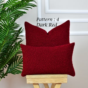 Red Textured Boucle Pillow Cover,unique Soft Boucle Cushion,cozy Boucle ...