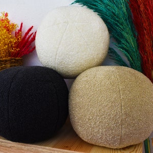 Cozy Boucle Sphere Ball Pillow, Puffy Round Ball Cushion, Soft Luxury ...
