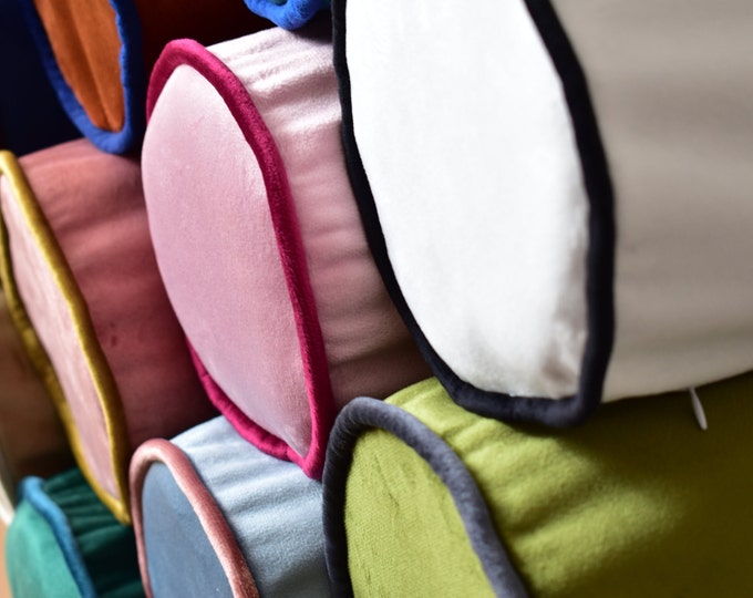 Personalized Velvet Pillow Covers With Piping, Smooth Bolster Pillow ...