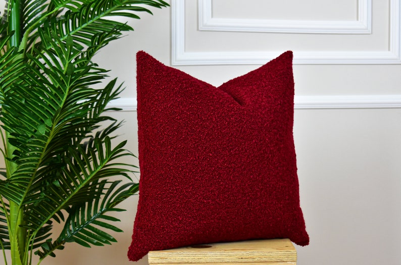 Red Textured Boucle Pillow Coverunique Soft Boucle - Etsy