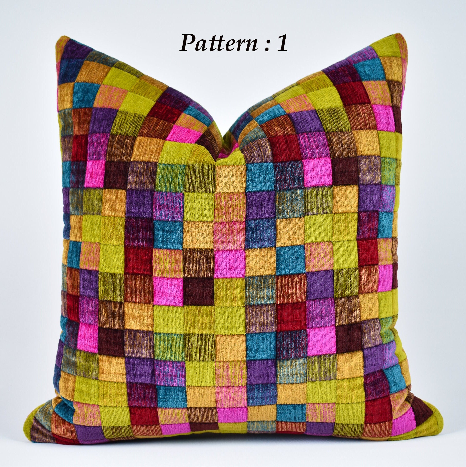 Colorful Woven Bohemian Velvet Pillow Cover, Textured Boho Throw Pillow ...