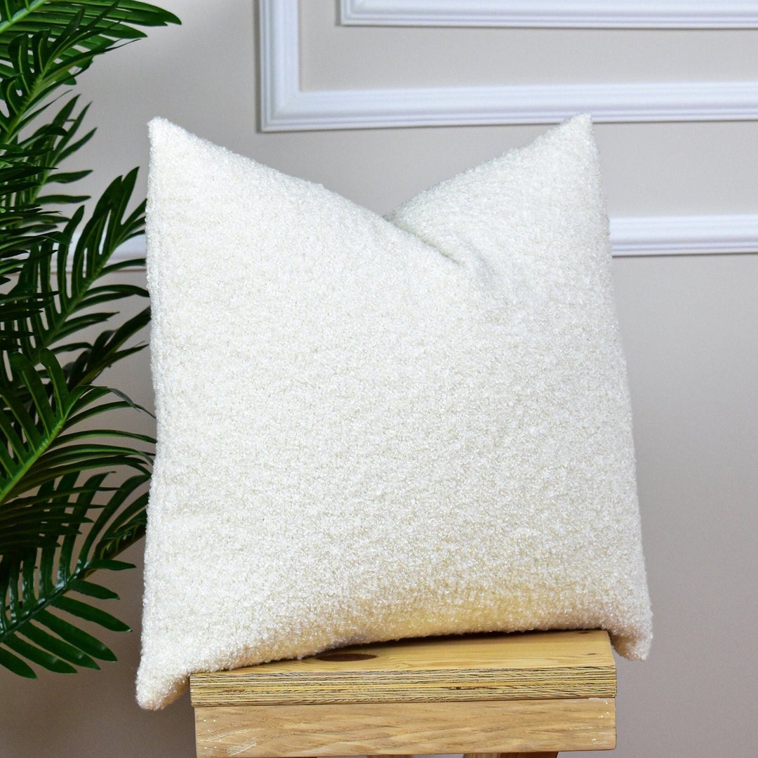 White Boucle Pillow Cover • Woven Bohemian Euro Sham - Etsy