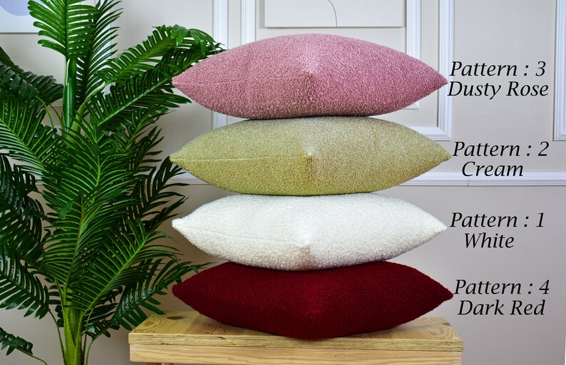 Red Textured Boucle Pillow Coverunique Soft Boucle - Etsy