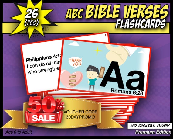 ABC Bible Verse Flash Card Scripture Memorization Card 26 - Etsy