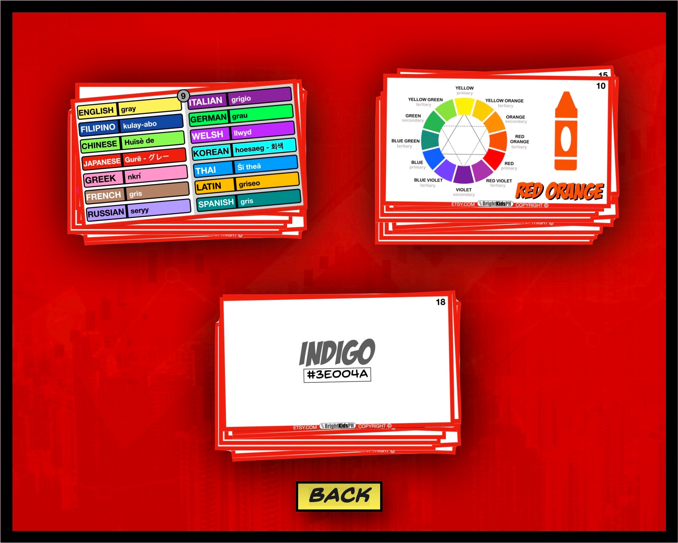 Color Flashcards Multilingual Set Color Combinations Montessori ...