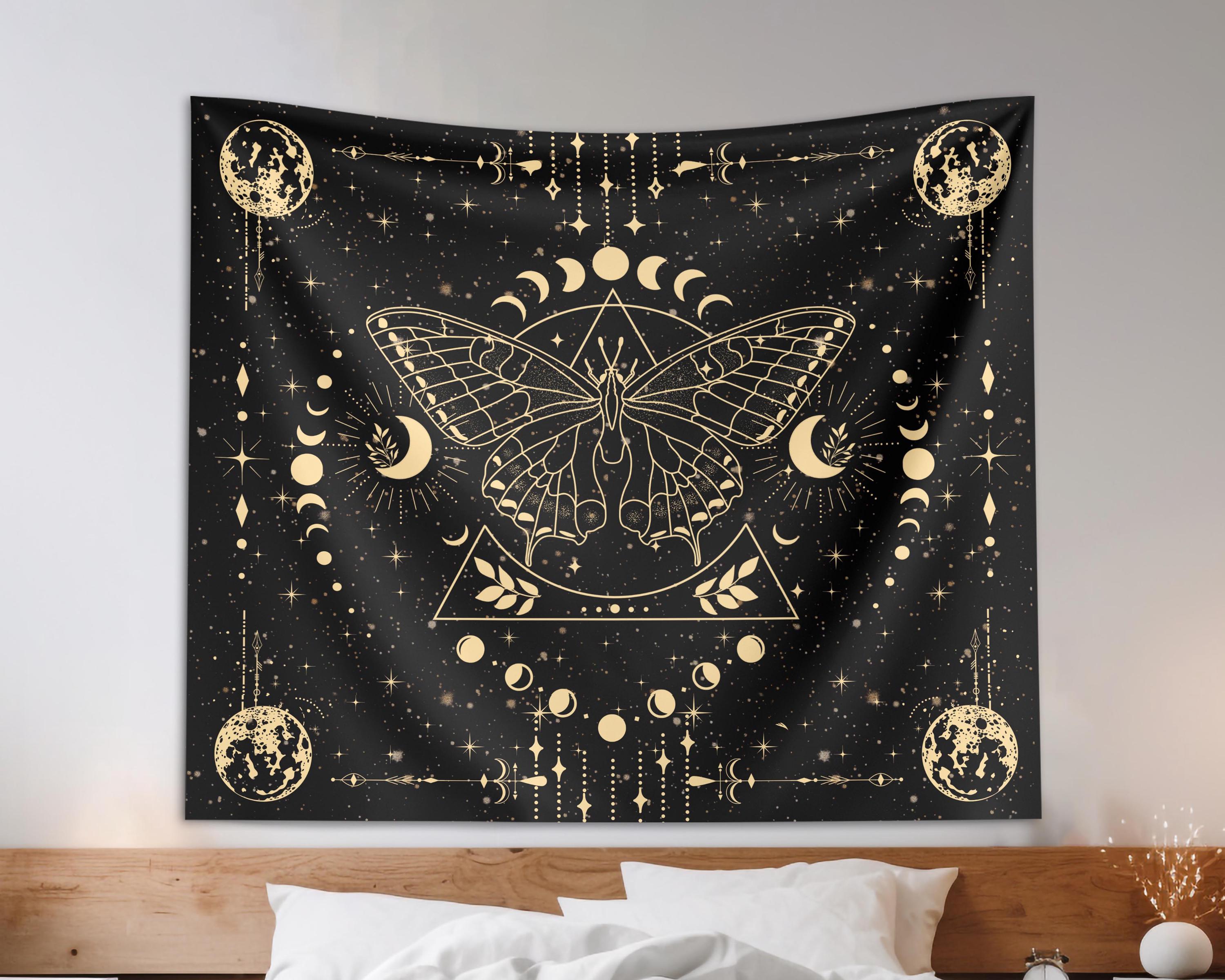 Butterfly Celestial Tapestry, Moth Home Wall Decor, Dorm Bedroom Living ...