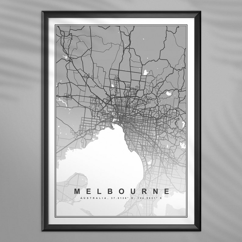 MELBOURNE CITY MAP Digital Download, Custom Gift, Personal Map Gift ...
