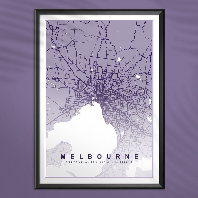 MELBOURNE CITY MAP Digital Download, Custom Gift, Personal Map Gift ...