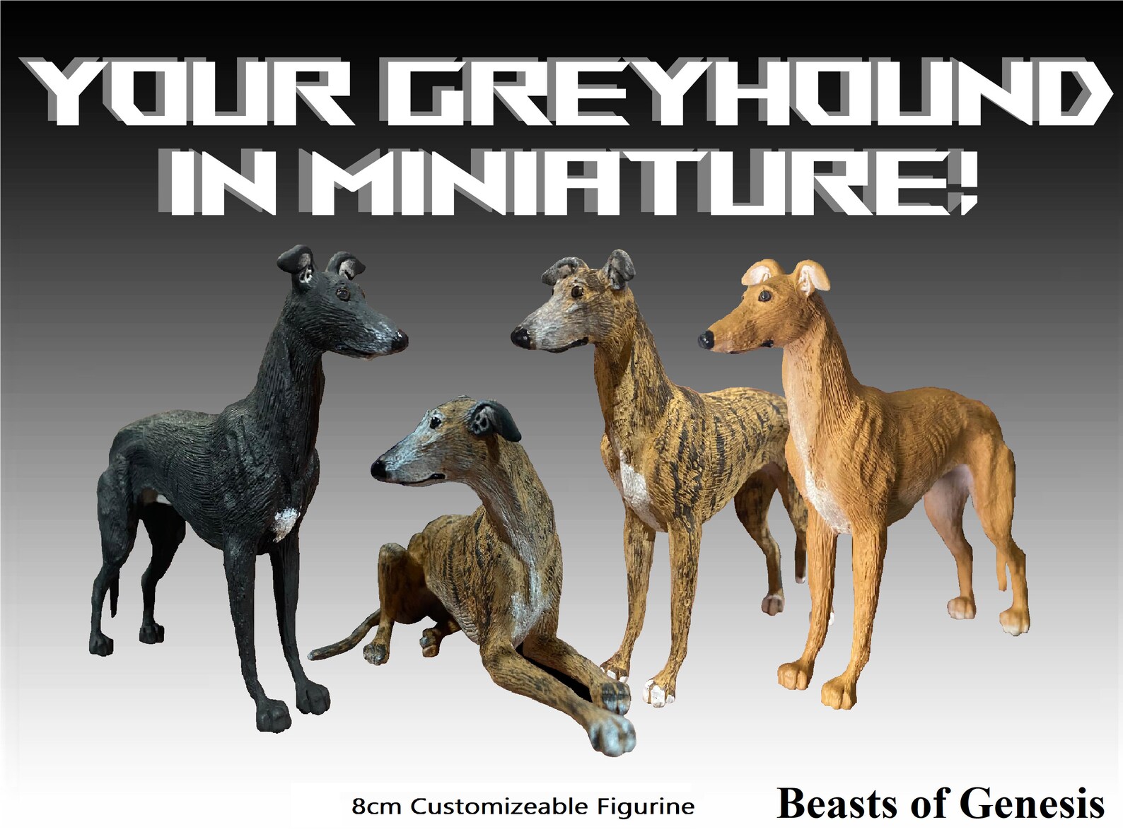 Your Greyhound in Miniature Customizable Hand Painted Resin Greyhound ...
