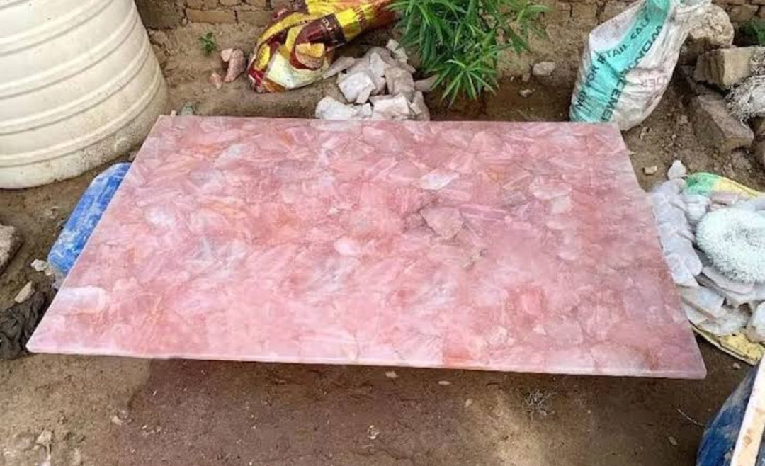 Rectangular Rose Quartz Tabletop | Customizable Dining or Coffee Table ...