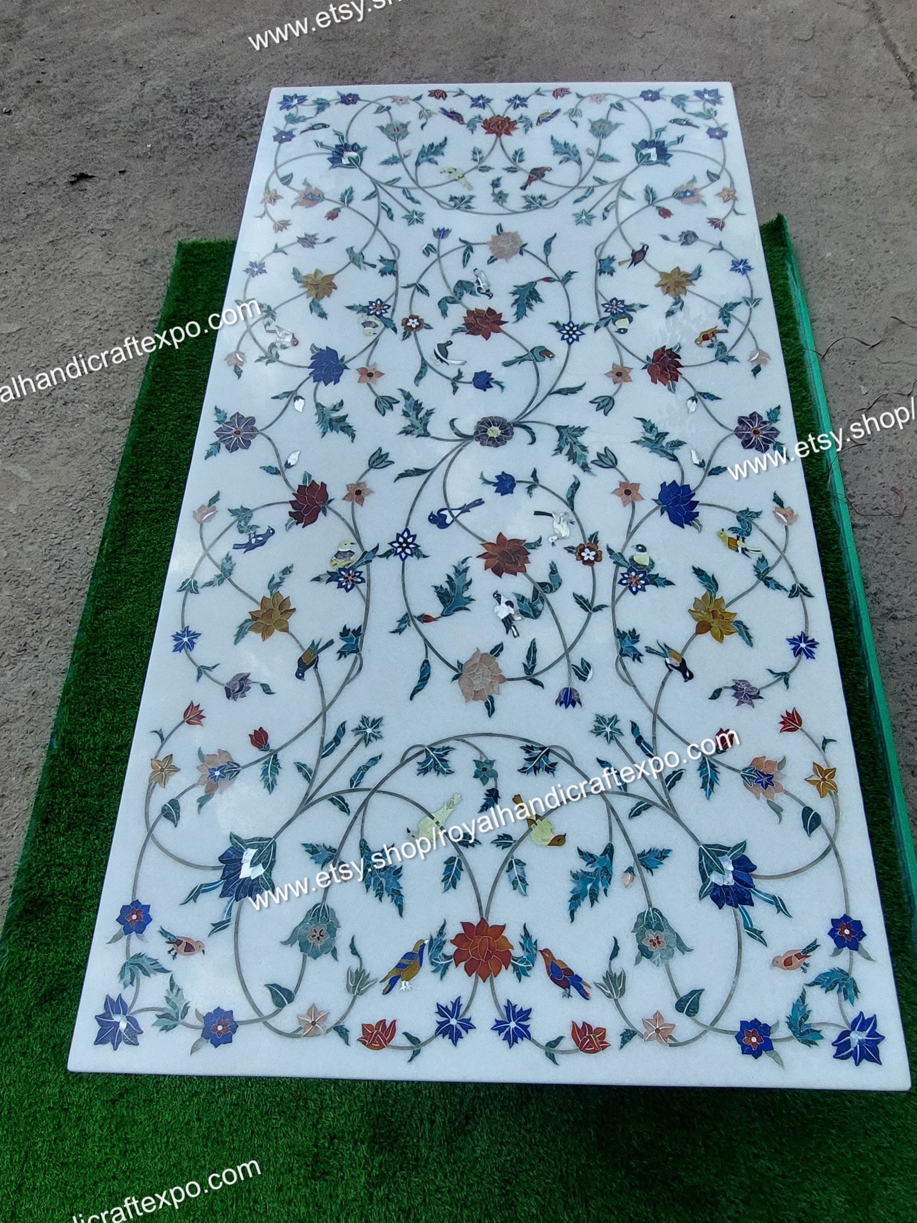 Marble Centre Table Top Handcrafted Dining Table Inlay With Multi Color ...