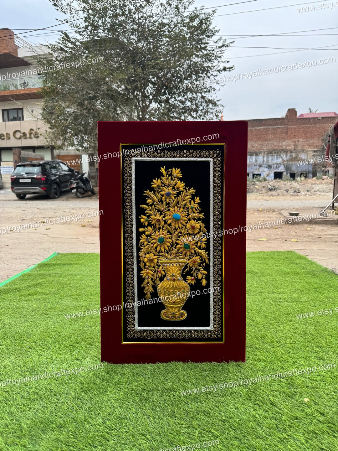 Golden Threads Zardozi/ Zardozi Wall Panel/ Embroidery Wall Hanging/ook ...
