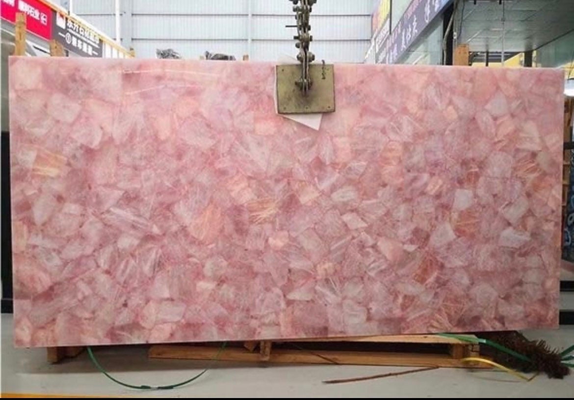 Rose Quartz Stone Slab Counter Top Random Farm House Table /coffee ...