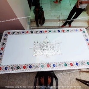 White Marble Taj Mahal Dining Table Top - Etsy