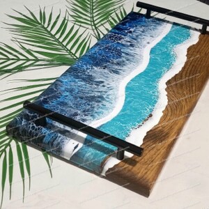FREE ENGRAVING: Live-edge Walnut Serving Tray With Ocean Waves - Etsy