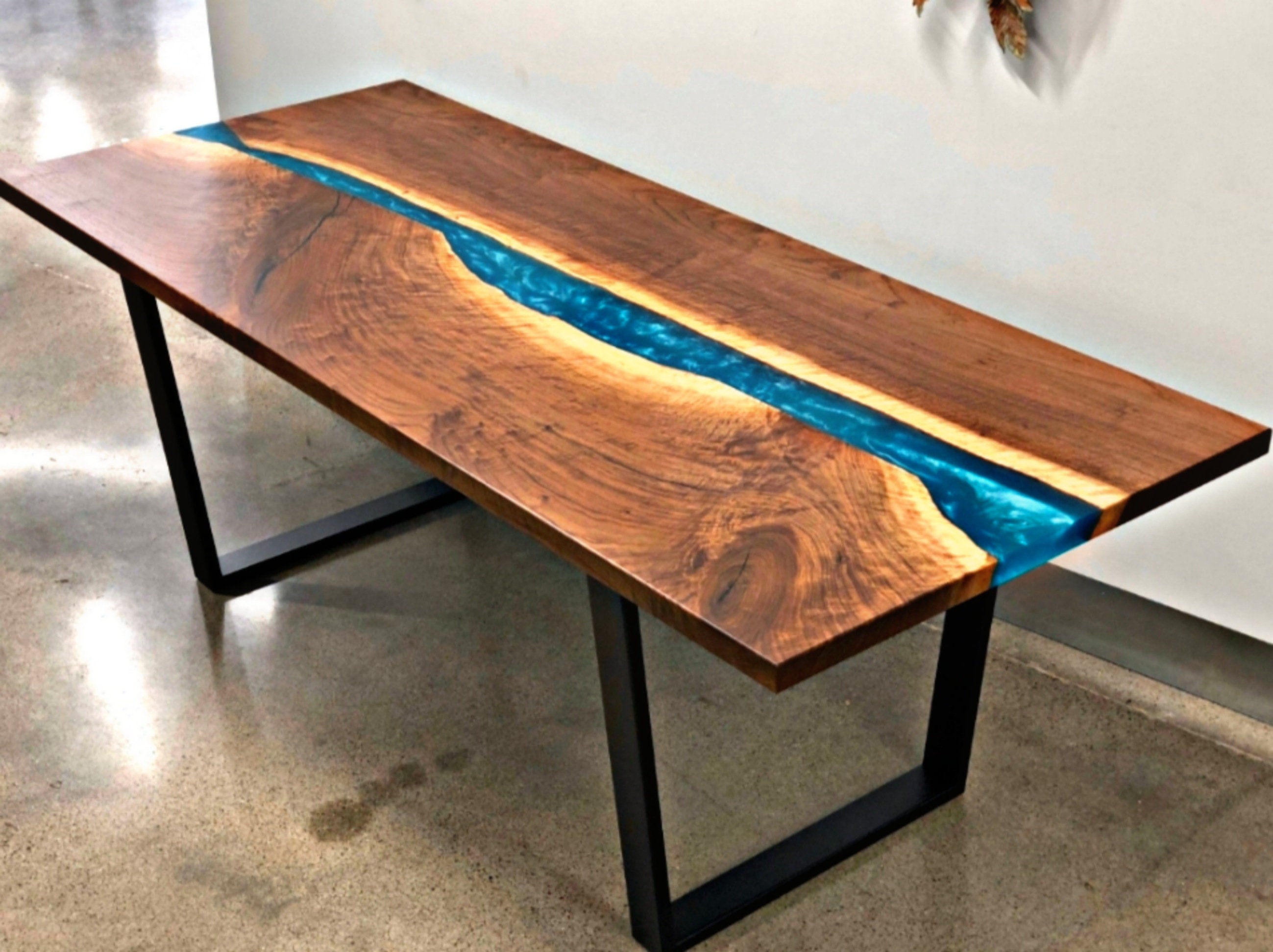 Blue Epoxy Table Wooden Resin Dining / Coffee Table Kitchen - Etsy