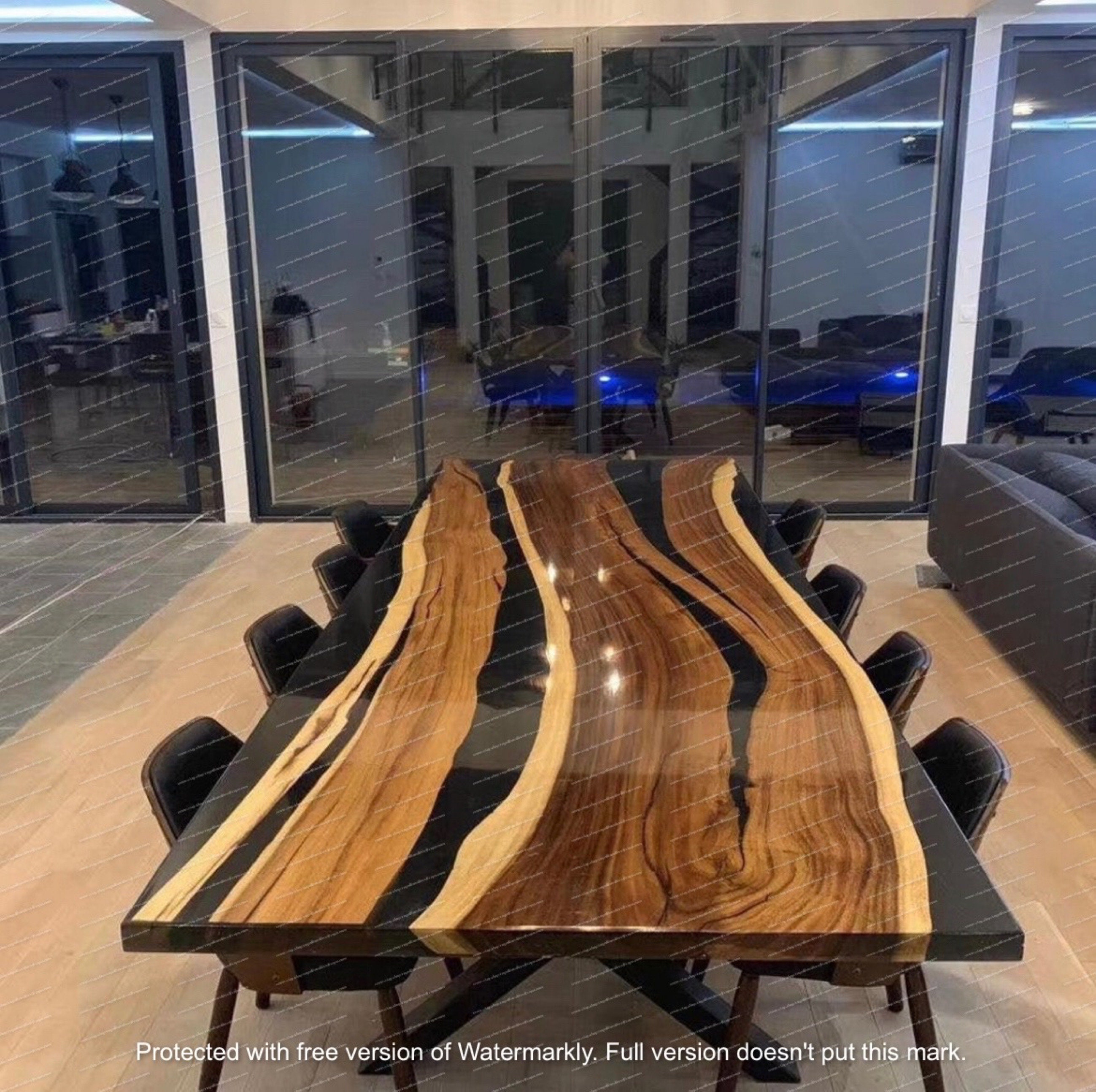 Dining Table Top, Handmade Epoxy Green River Table Top, Acacia Wooden ...