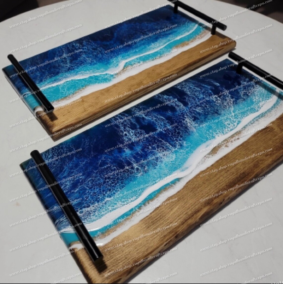 FREE ENGRAVING: Live-edge Walnut Serving Tray With Ocean Waves - Etsy