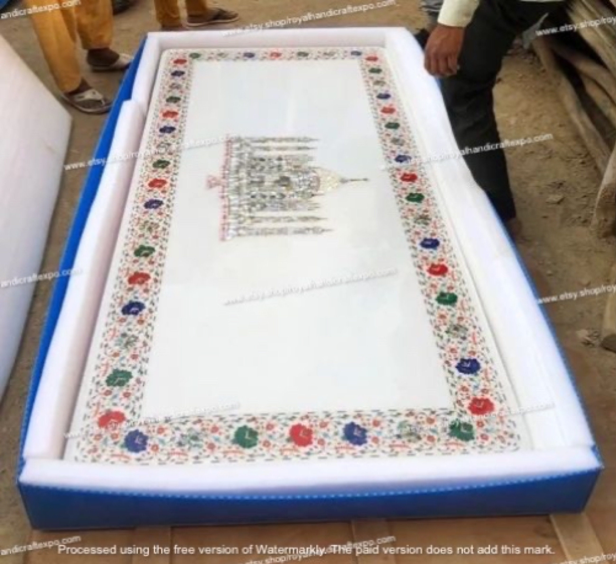 White Marble Taj Mahal Dining Table Top - Etsy