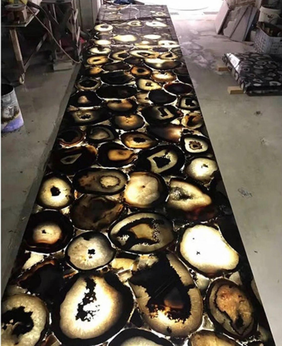 Handmade Black Agate Table Top: Gemstone Coffee Table Slab - Etsy