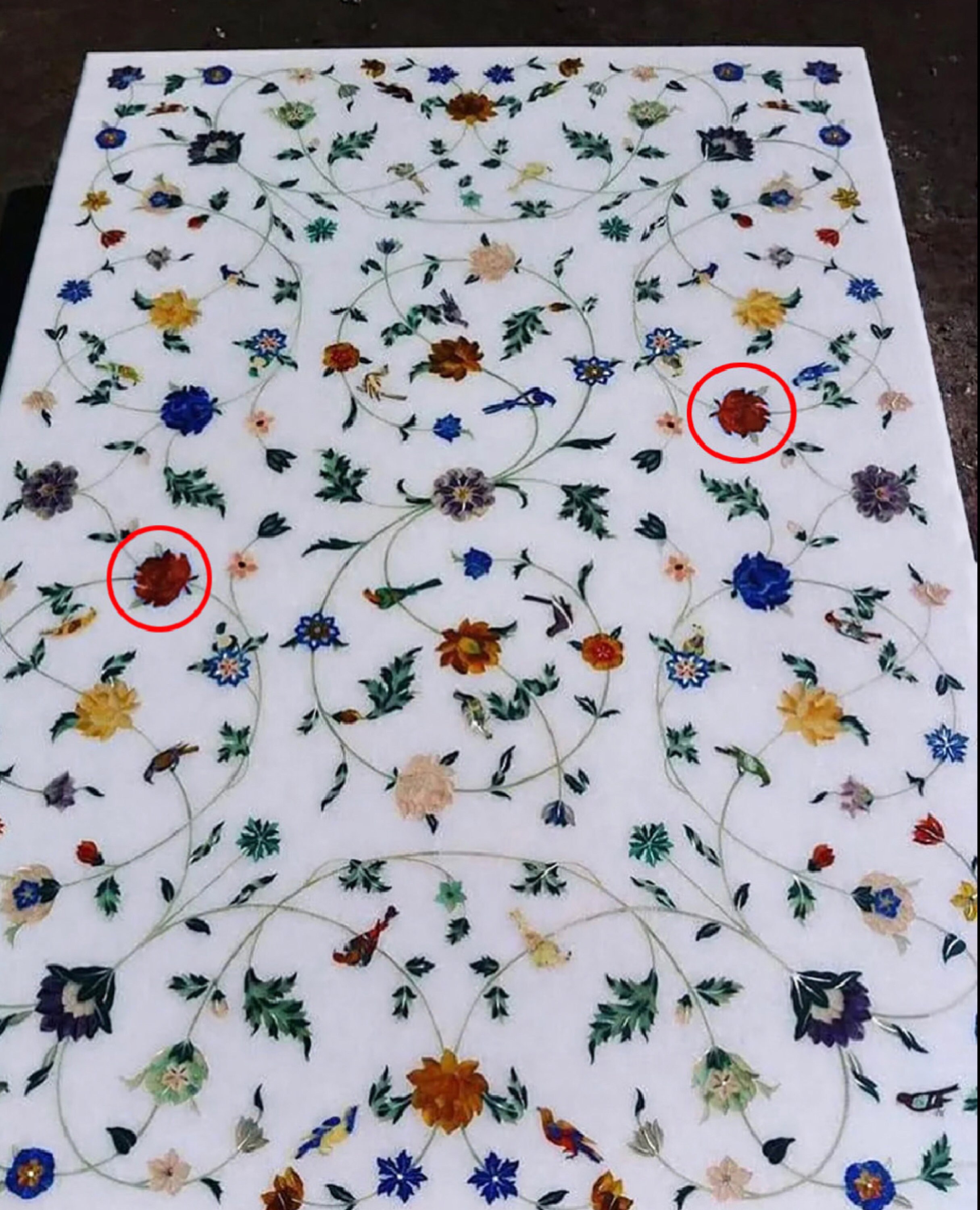 Marble Centre Table Top Handcrafted Dining Table Inlay With Multi Color ...