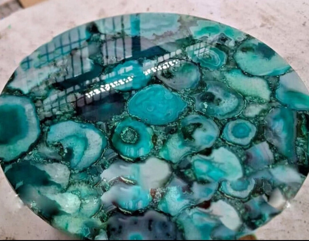 Unique Agate Stone Coffee Table: Round Gemstone Centerpiece - Etsy