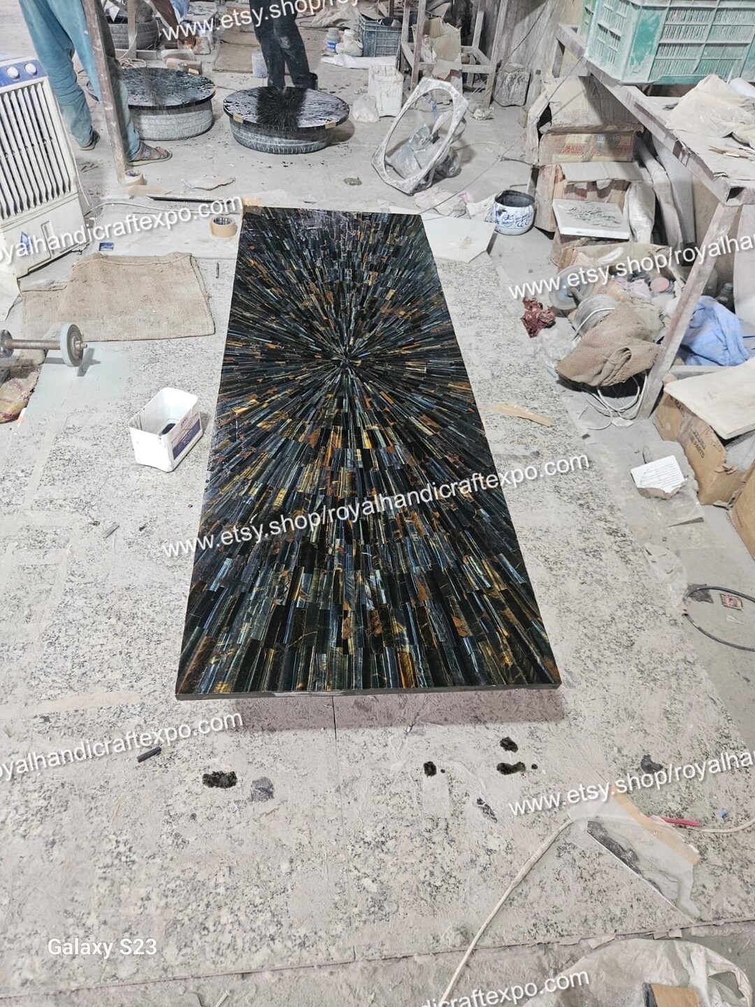 Blue Tiger Eye Coffee Table, Tiger Eye Centre Table, Marble & Tiger Eye ...