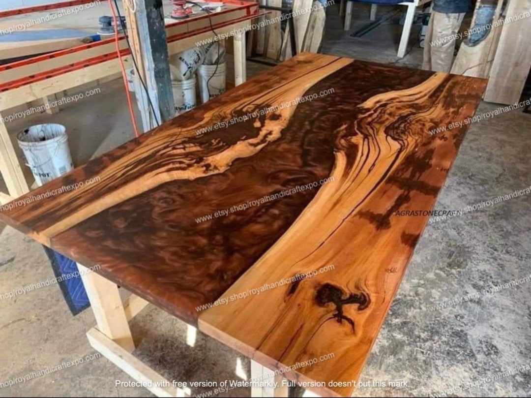 Red River Resin Table / Resin Table Top in Natural Wood / Indian Wood ...