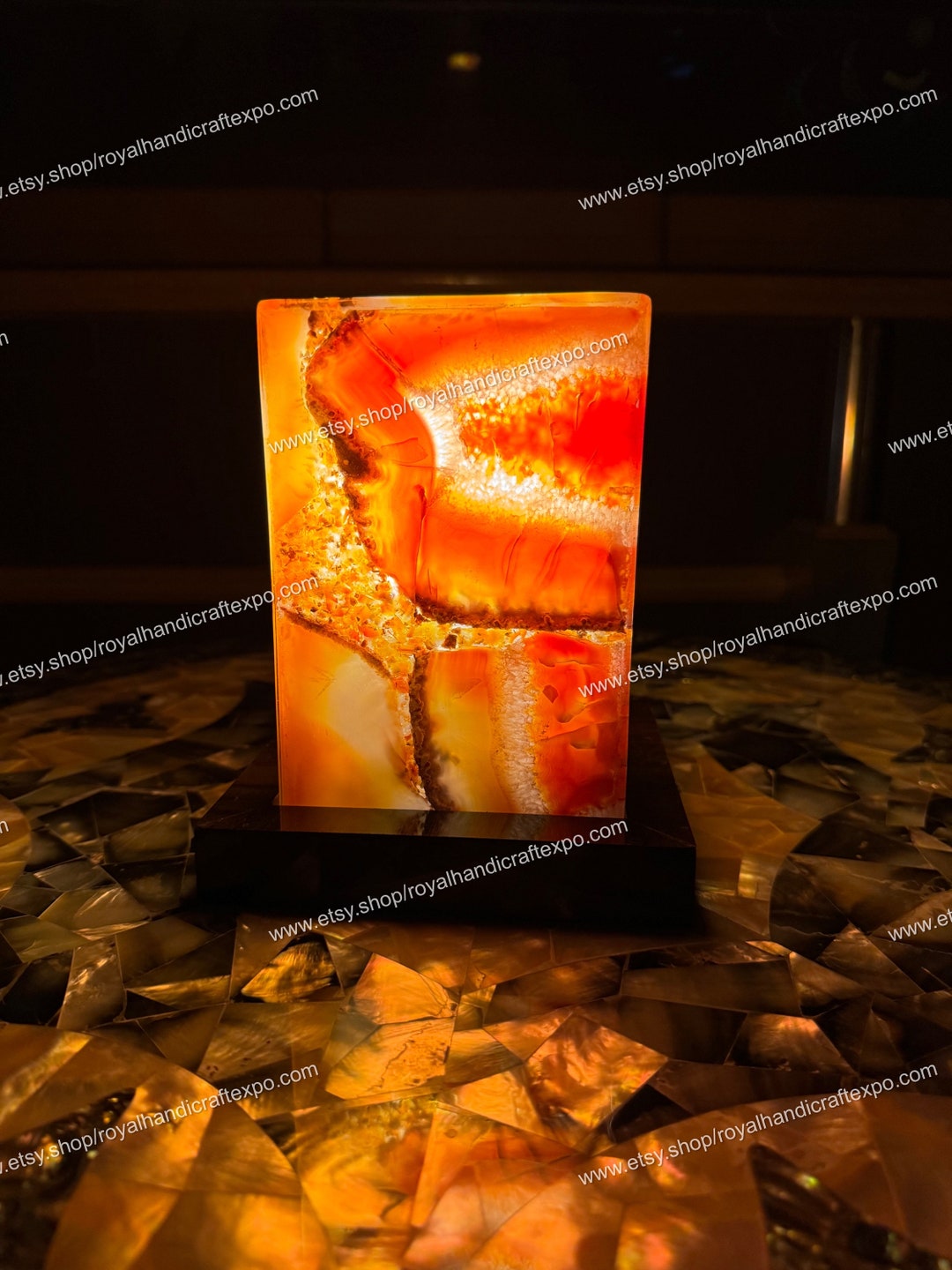 Handmade Agate Stone Table Lamp: Elegant Home Decor - Etsy