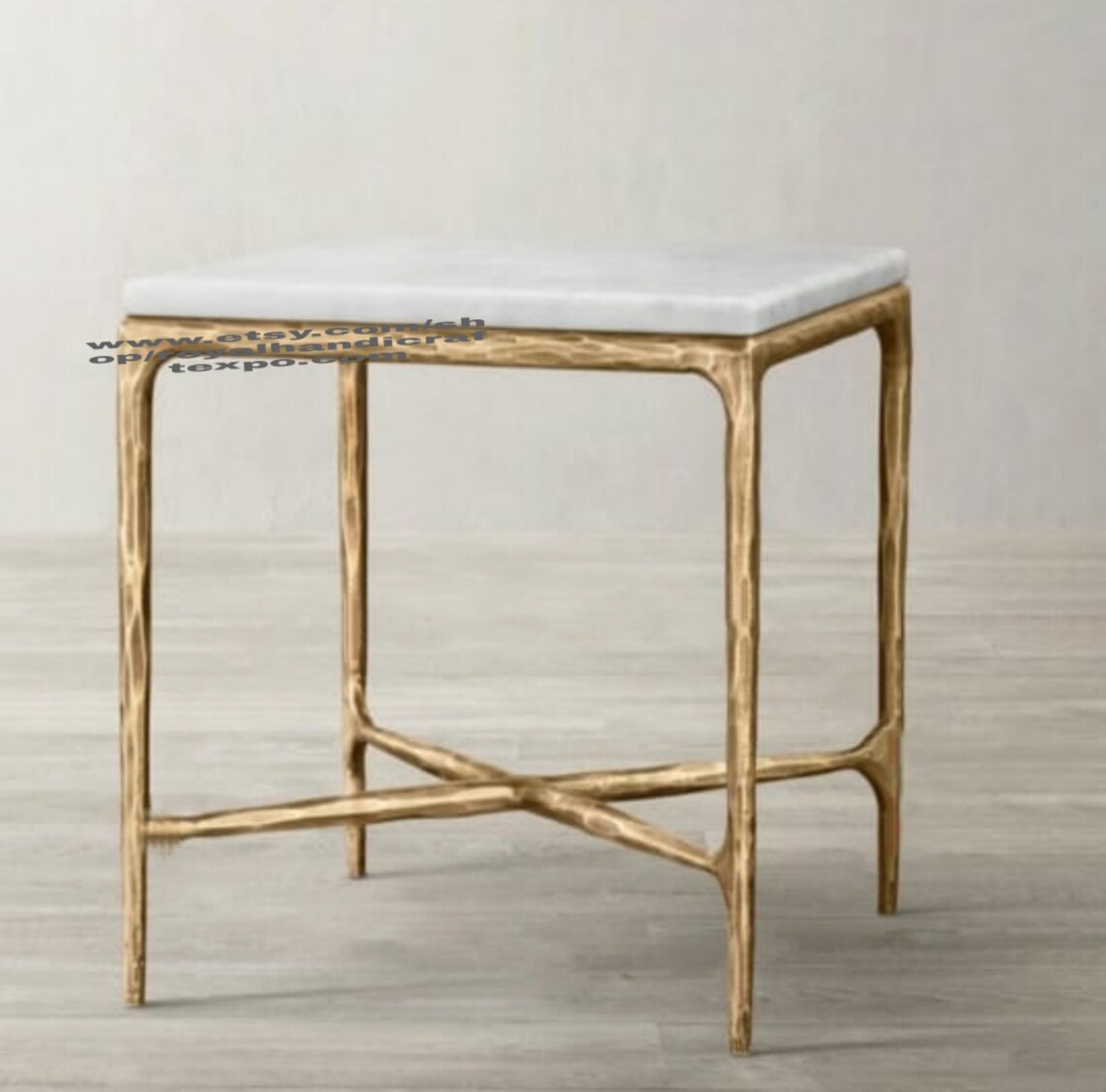 Modern Brass Finish Side Table With Marble Top - Etsy