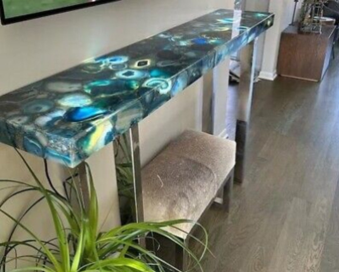 Blue Agate Console Table/rectangle Table, Agate Countertop Natural Agate Table, Agate... - Etsy