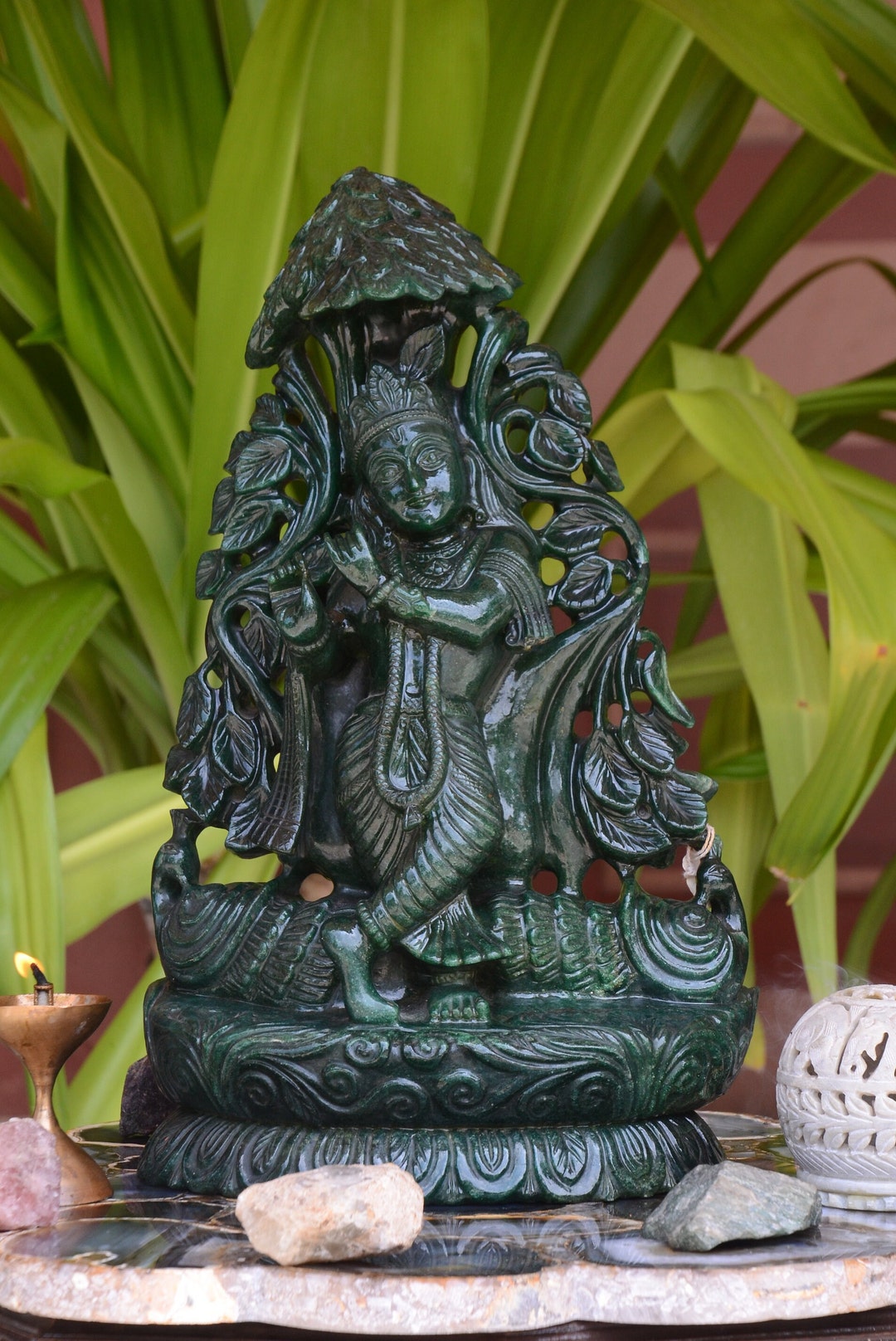 Green Jade Krishna, Gems Stone Krishna, Hindu God Krishna, Spiritual ...