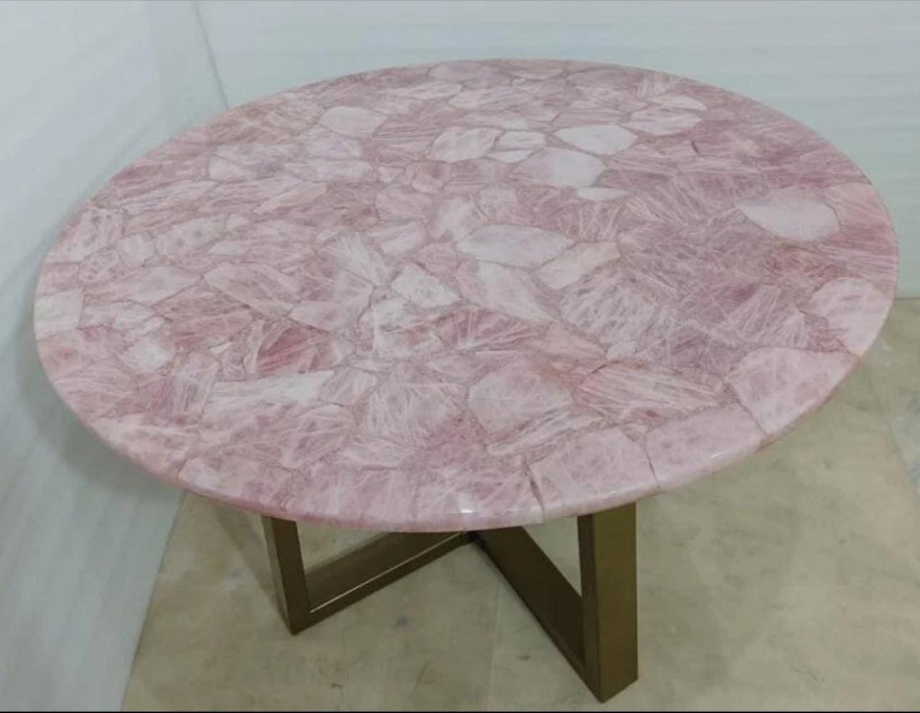 Pink Marble Coffee Tabletop: Rose Quartz Resin Art Patio Table - Etsy