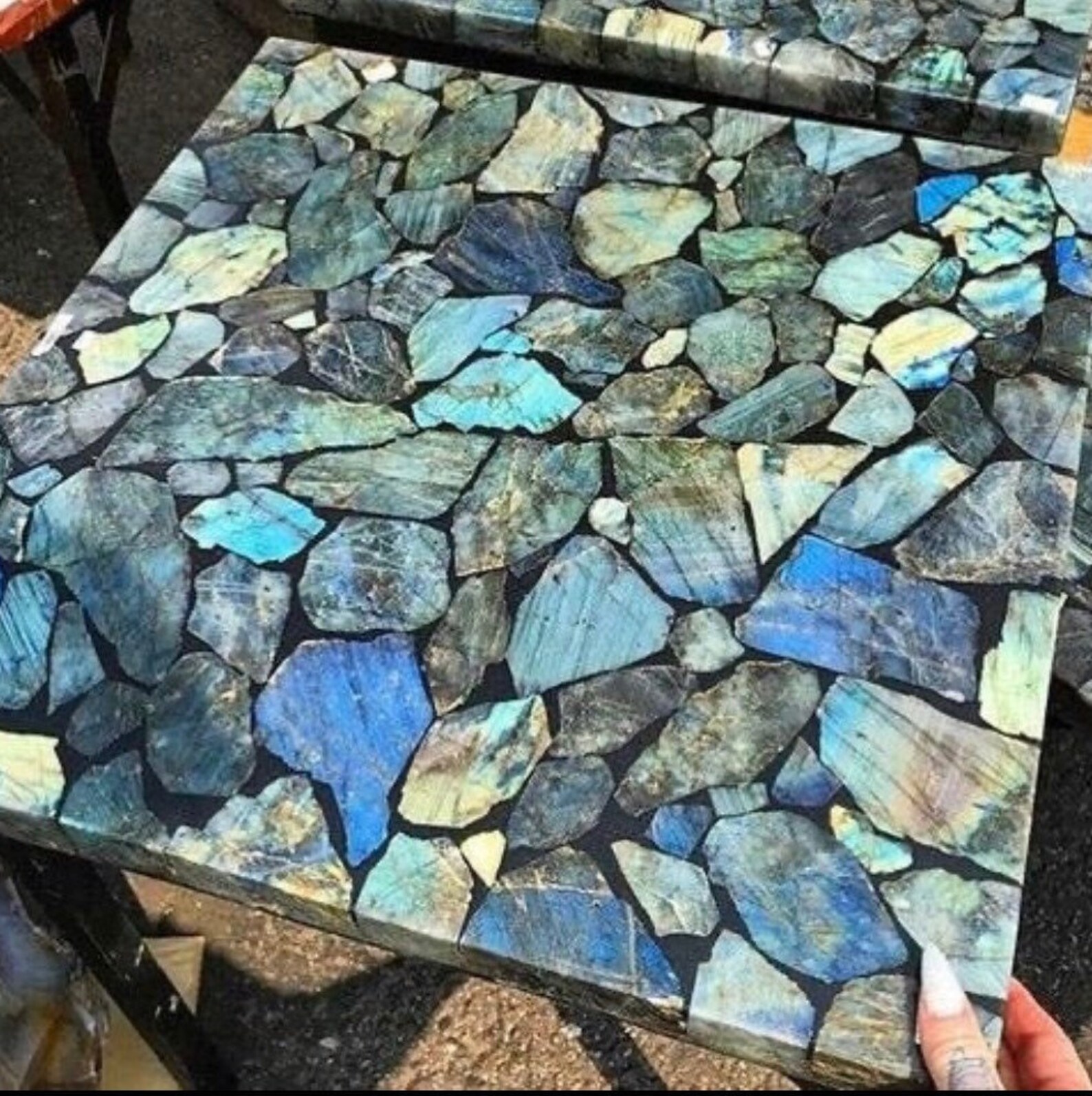 Handcrafted Labradorite Slab Table Top: Gemstone Center Table ...