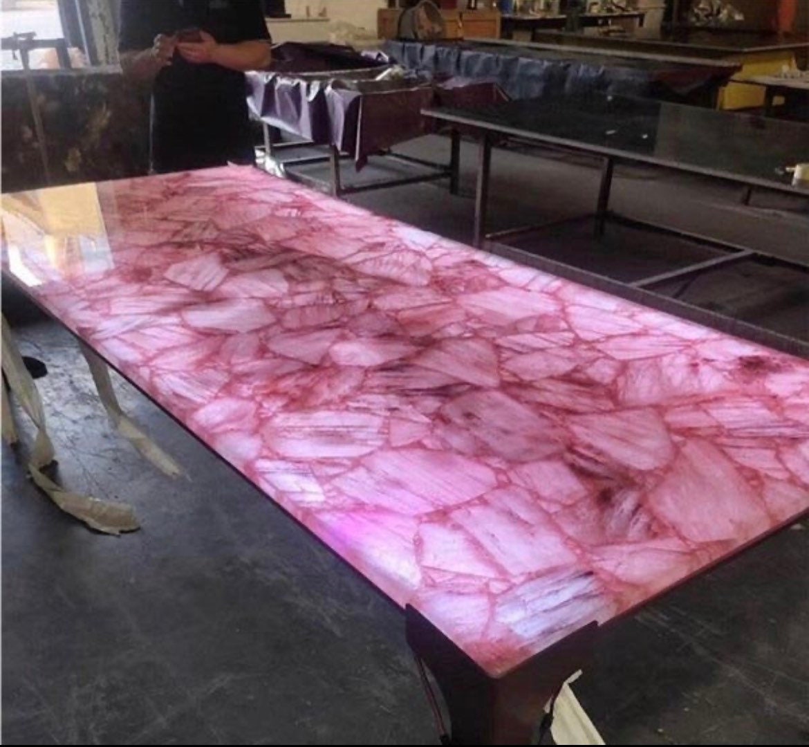 Rose Quartz Stone Slab Counter Top Random Farm House Table /coffee ...
