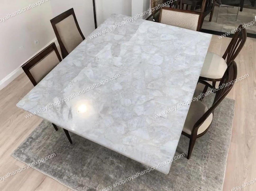 White Quartz Stone Coffee Table, Quartz Dining Tabletop, Handmade ...