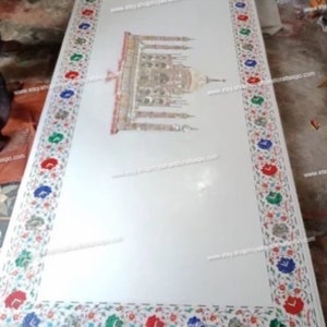 White Marble Taj Mahal Dining Table Top - Etsy