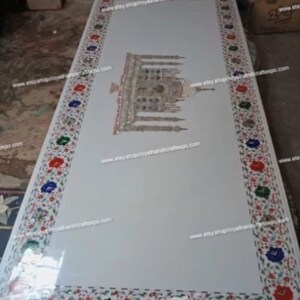 White Marble Taj Mahal Dining Table Top - Etsy