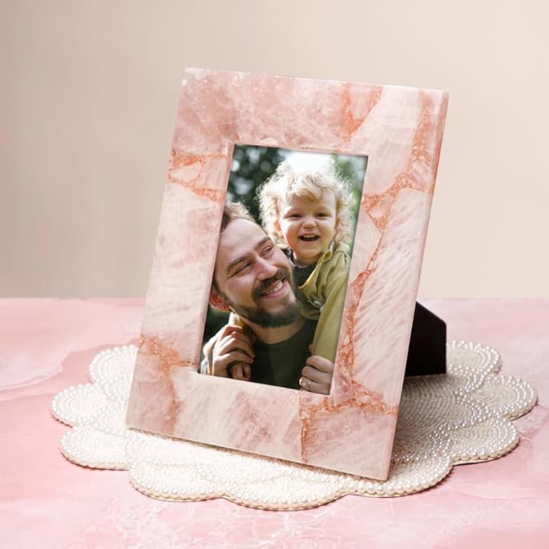 Rose Quartz Photo Frame, Pink Quartz Picture Frame, Memorable Picture ...