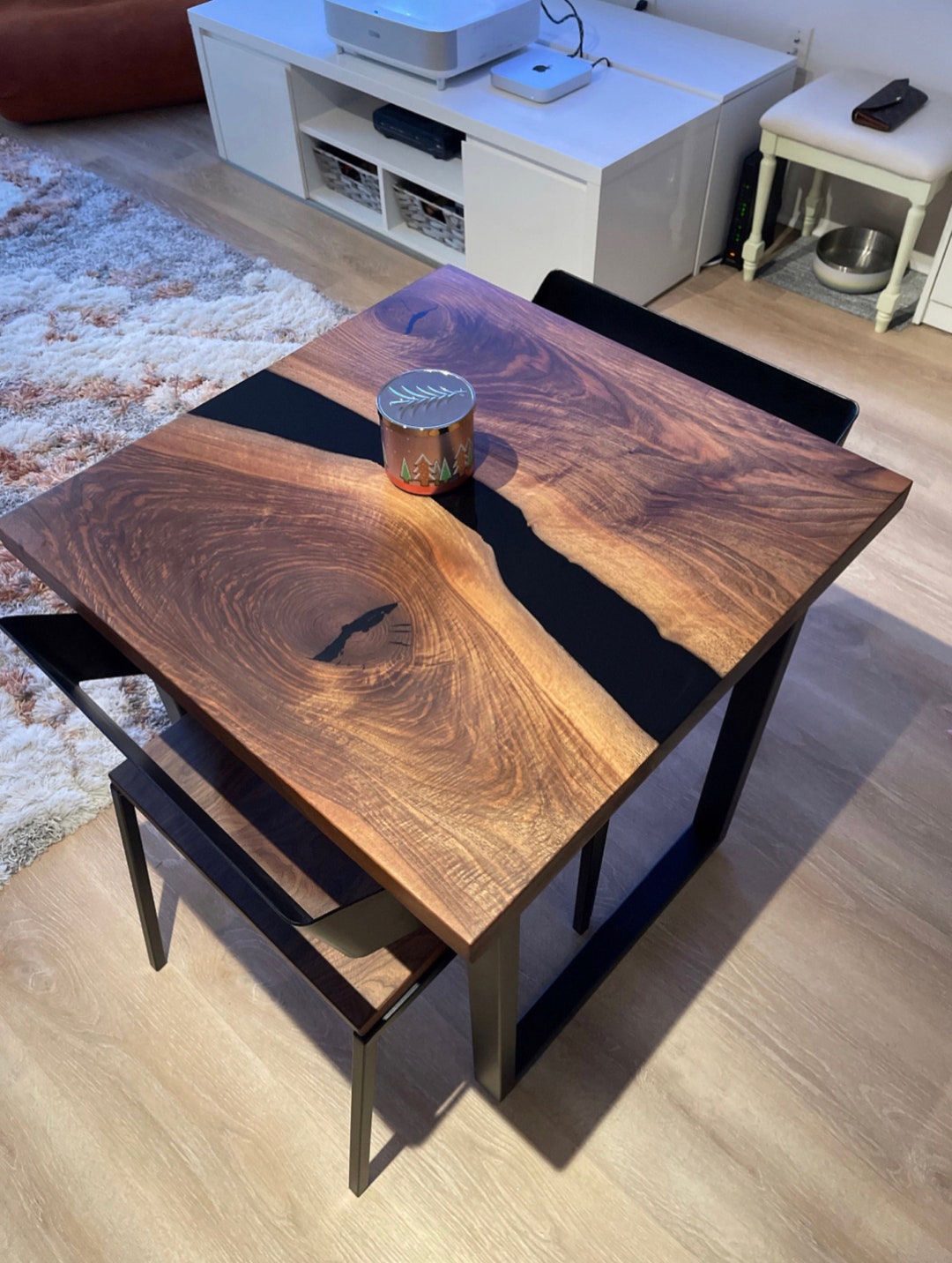 Black River Epoxy Table, Custom Handcrafted Epoxy Table, Black Resin ...